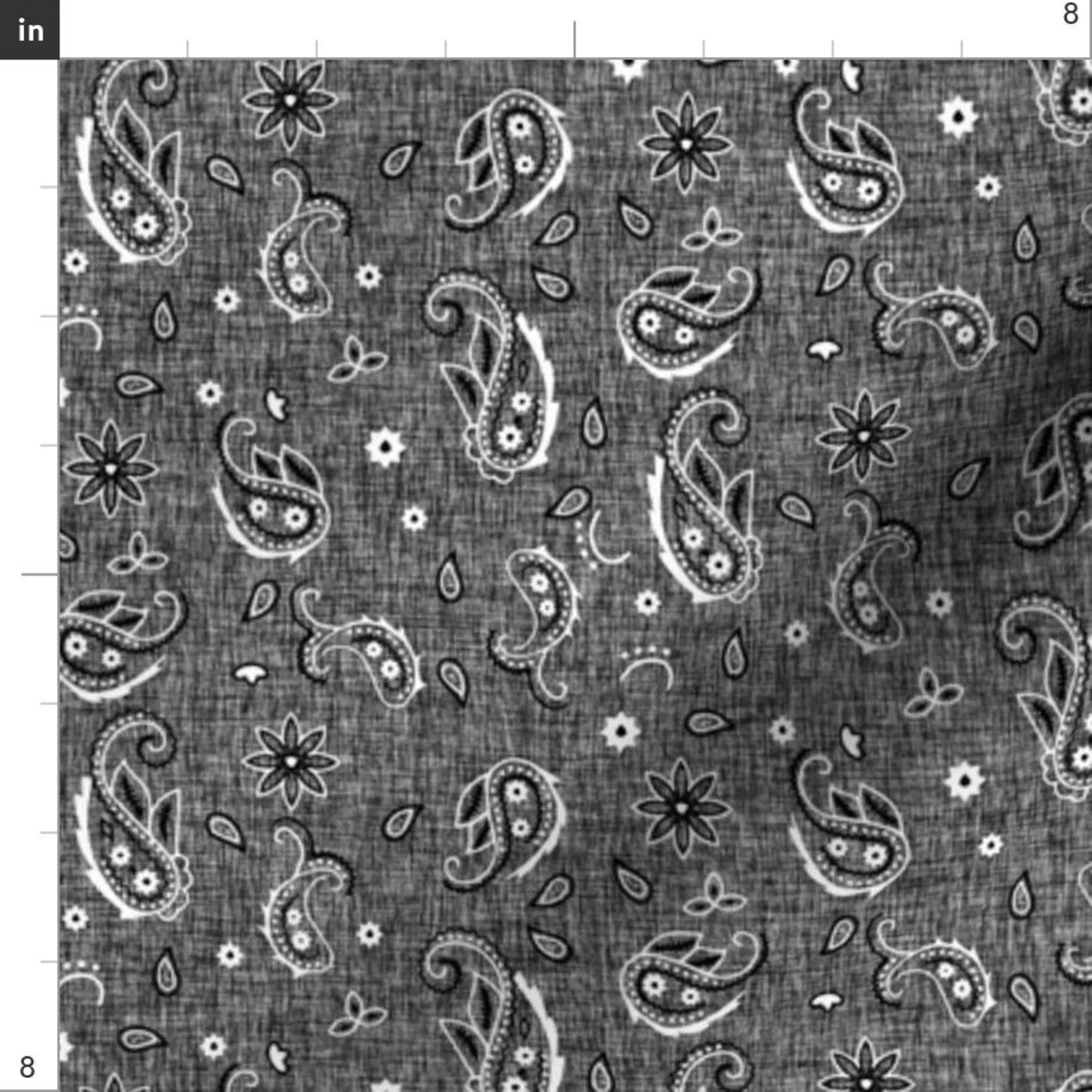 Western Fabric Western Paisley Small Black by Thecalvarium - Etsy