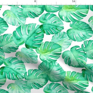 Monstera Fabric Watercolor Monstera Leaf 90 by - Etsy