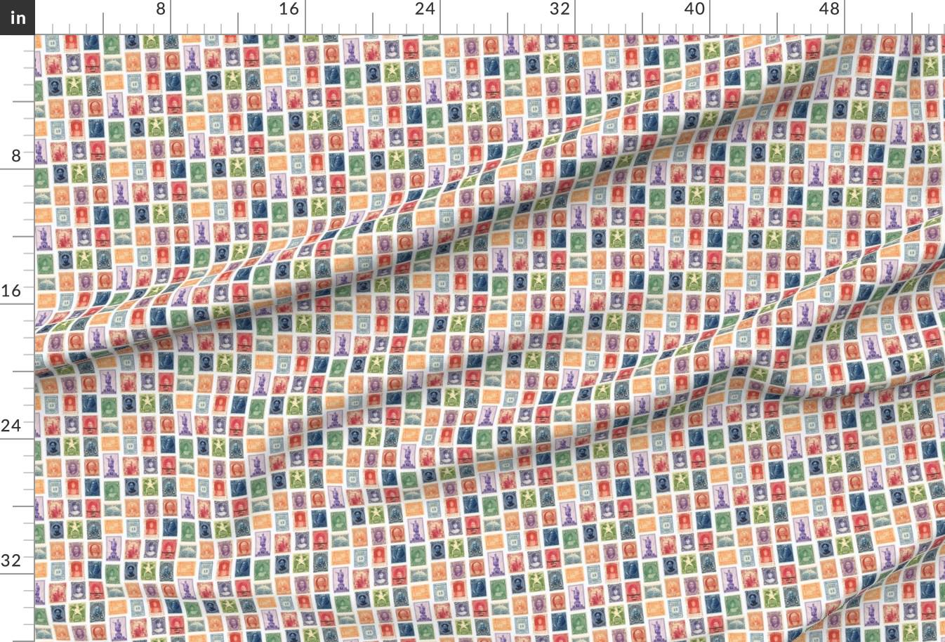 Colorful Stamp Collection Fabric - Hawaiian Postage Stamps, Life-sized ...
