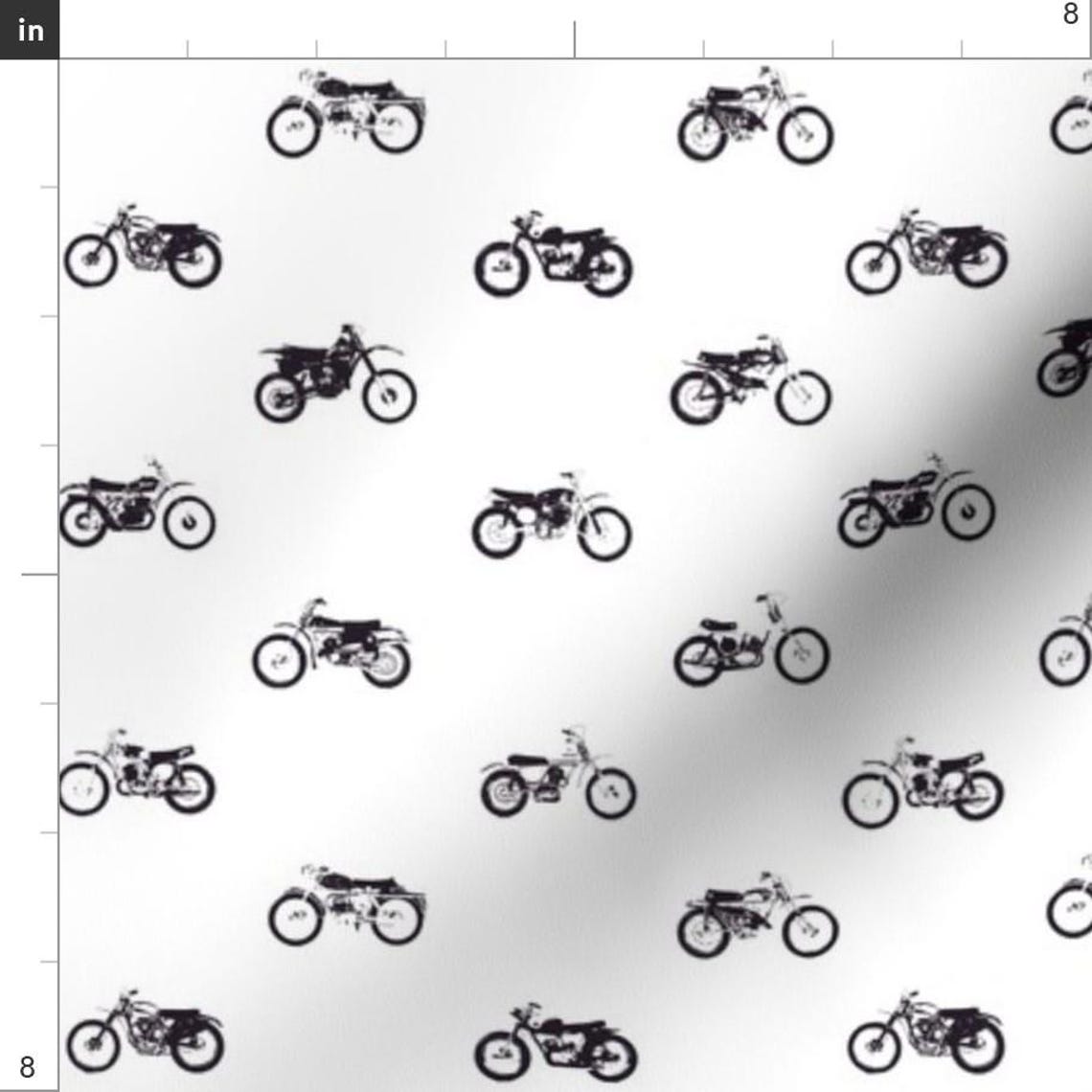Motorcycle Fabric - Classic Motorcross Black on White by Pennyroyal ...