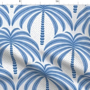 Palm Trees Upholstery Fabric- Palm Springs by Vivdesign - Blue and ...