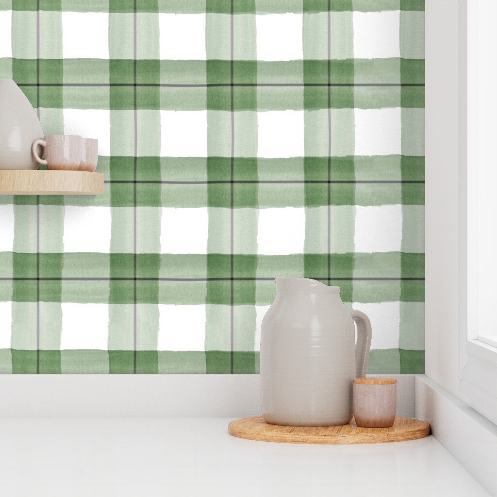 Green Plaid Wallpaper Plaid Green and Black by Daily - Etsy