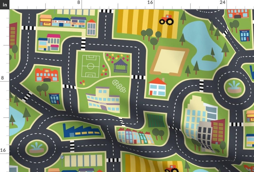 Green Fabric - Road Play Mat by Seesawboomerang - Play Mat Roads ...