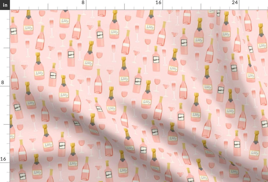 Wine Fabric - Rosé All Day Wine Fabric Brunch Pink by Charlottewinter ...