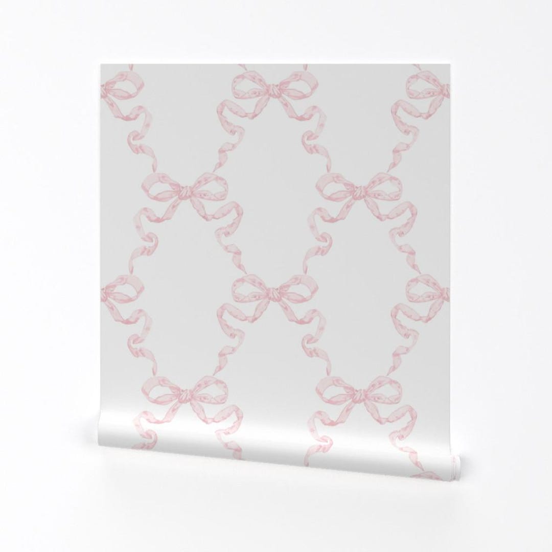 Pink Trellis Removable Peel and Stick Wallpaper - Ribbons Feminine ...