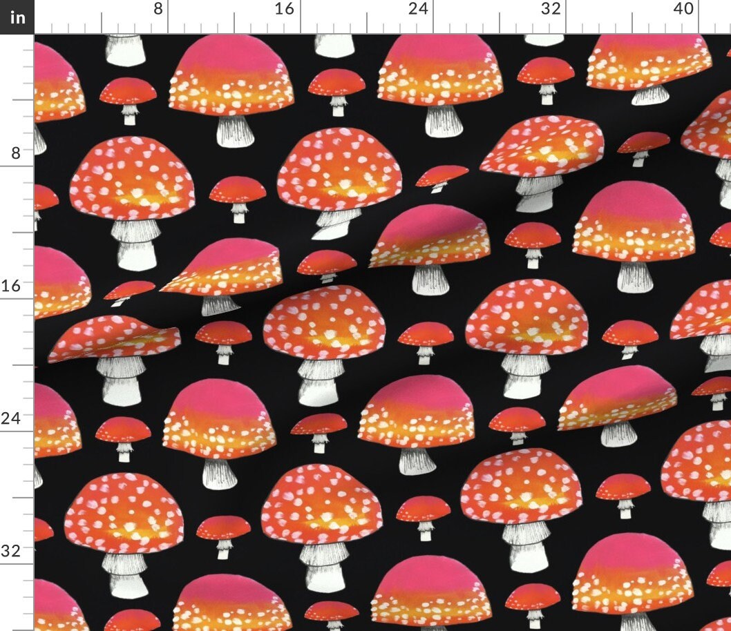 Fungi Fabric Fungi Pattern by Sarah Twist Fungi Mushroom - Etsy