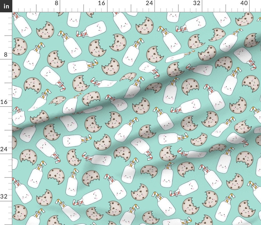 Cookie Fabric Cookies and Milk Mint large Scale by - Etsy Canada