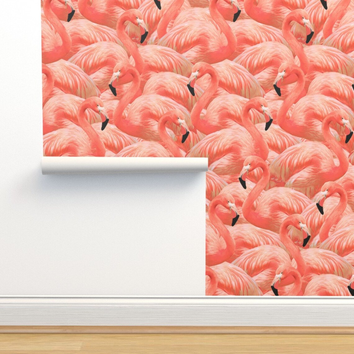 Flamingo Wallpaper Flamingo Fever in Coral by - Etsy