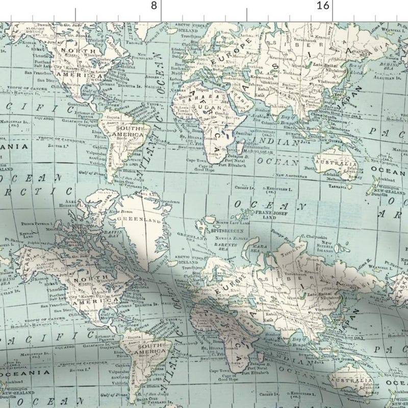 Map Fabric - Etsy