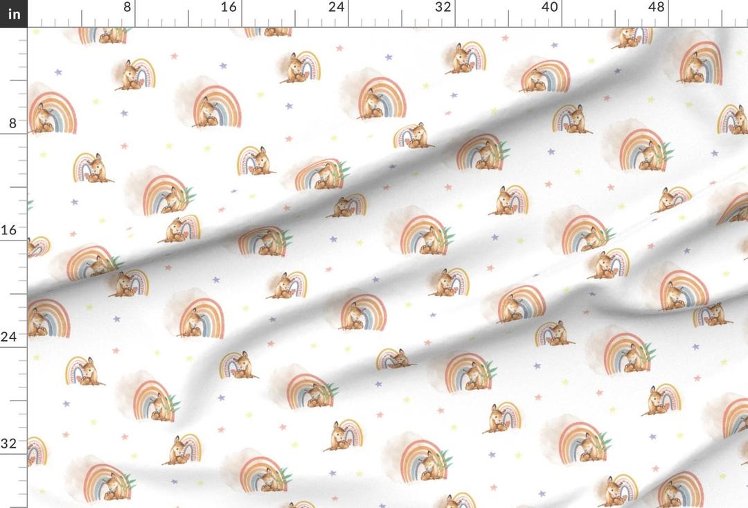 Woodland Baby Extra Wide Sateen Fabric- Woodland Rainbow Deer by Ruda ...
