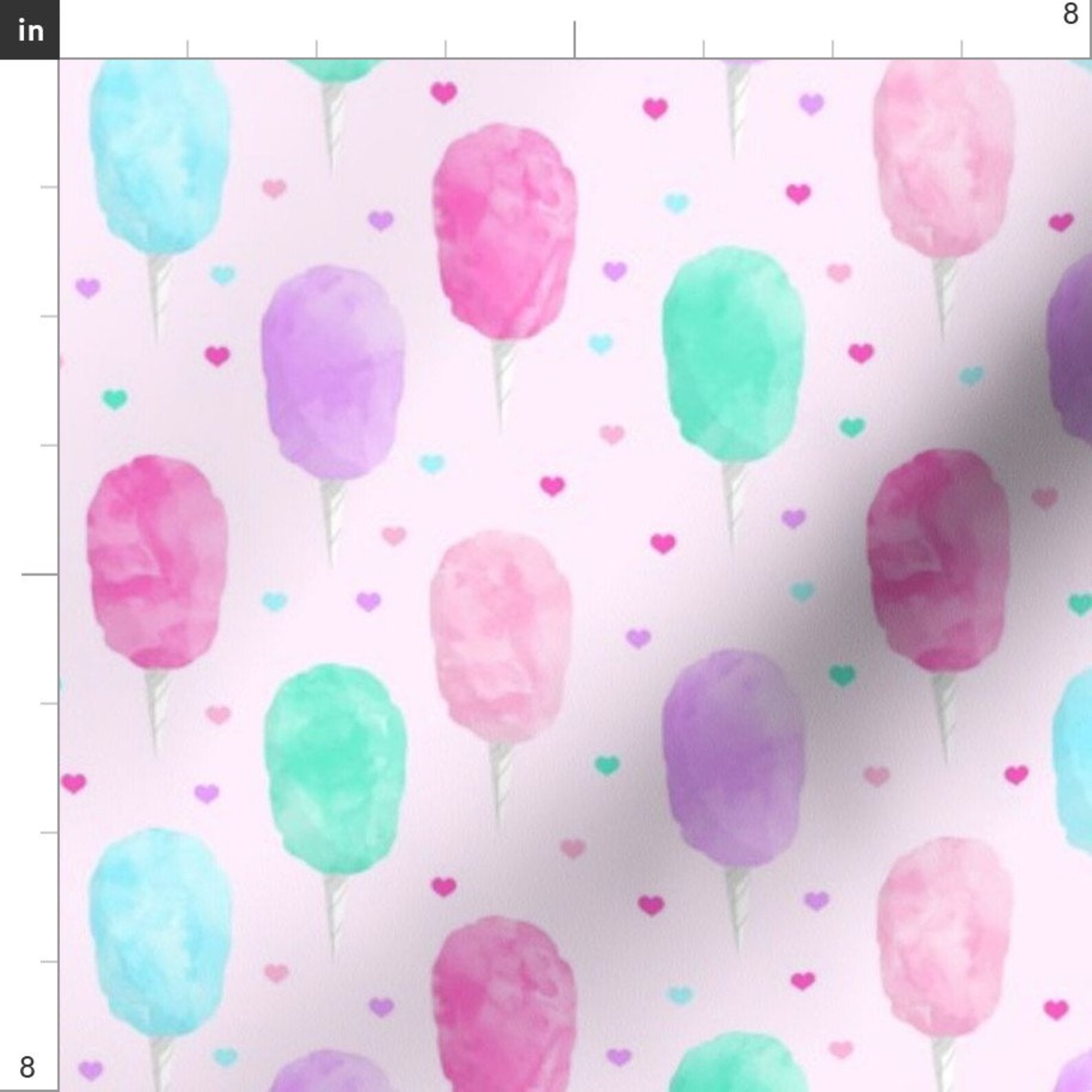 Watercolor Cotton Candy Fabric Cotton Candy Pink With Hearts - Etsy