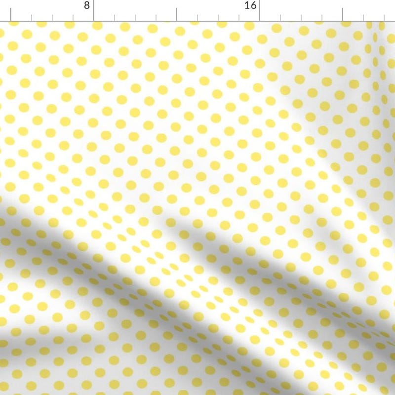 Yellow and White Polka Dot Fabric - Etsy