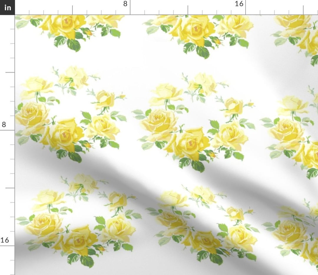 Vintage Yellow Rose Fabric Caroline Yellow Rose Wreath by Lilyoake ...