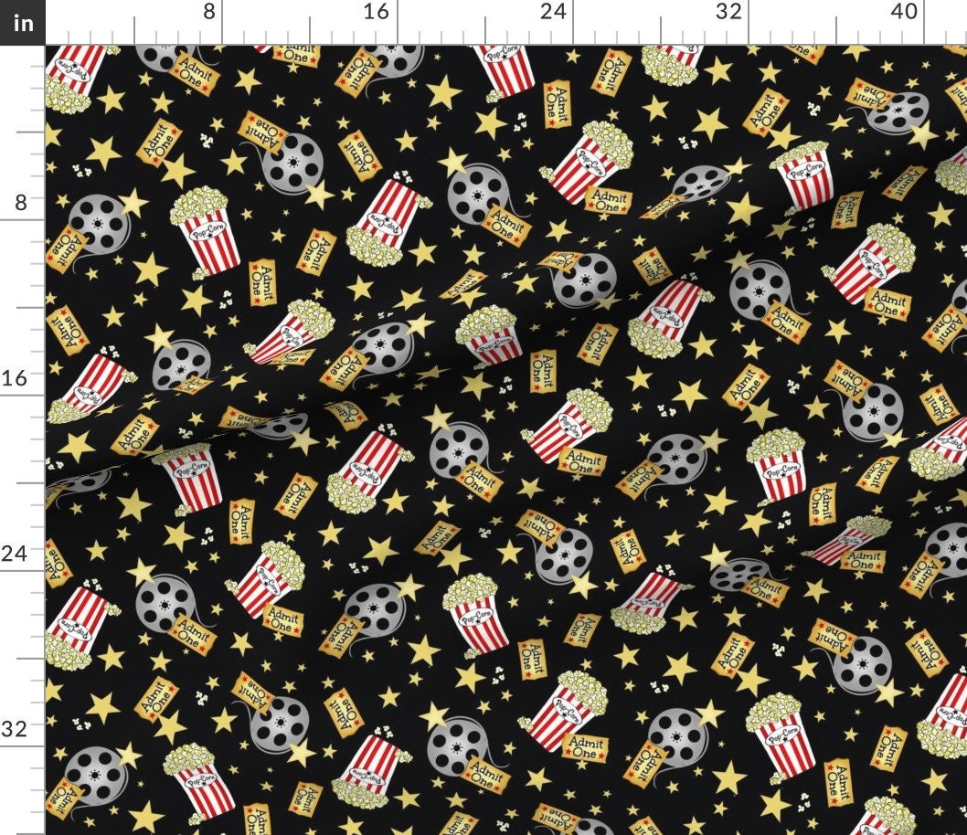 Movies Popcorn Tapes Fabric Vip Movie Night / Theater | Etsy
