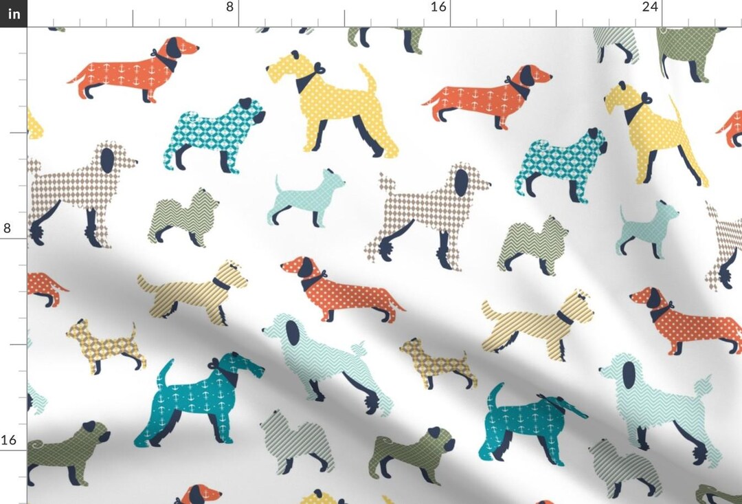 Colorful Dogs Fabric - Patterned Dogs by Ewa Brzozowska - Colorful Dogs ...