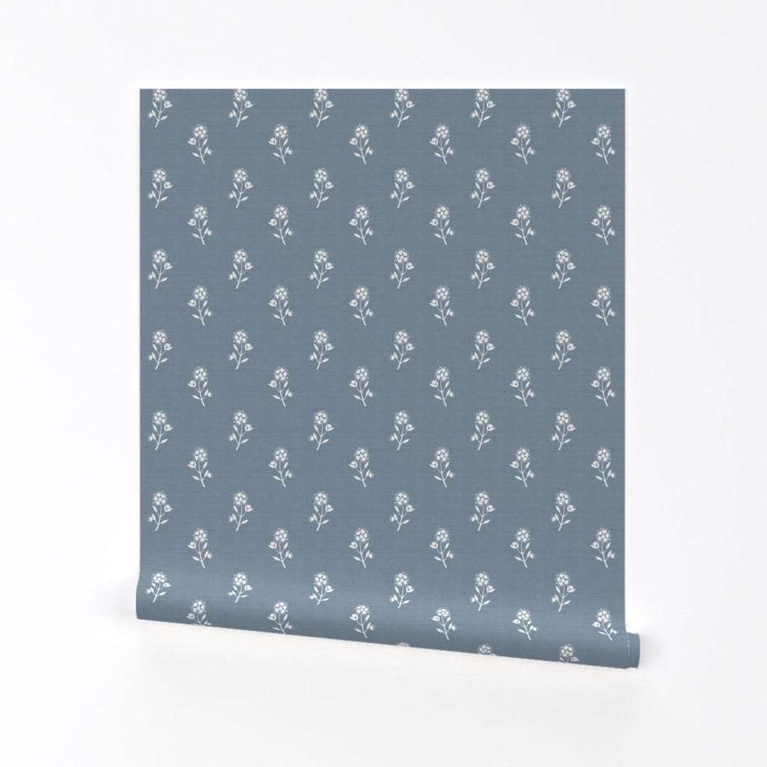 Cottagecore Floral Removable Peel and Stick Wallpaper - Blue Grey ...