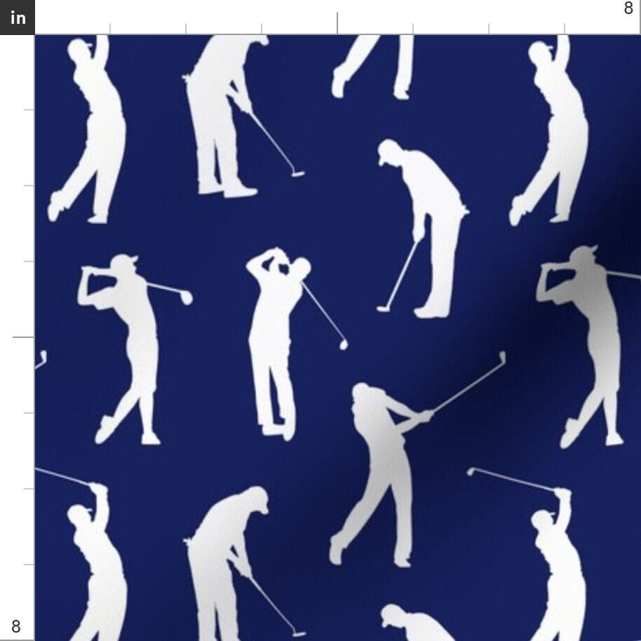 Golf Fabric Golfers // Dark Blue by Thin Line Textiles - Etsy