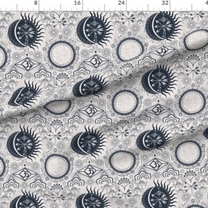 Talismans Fabric Lucky Cosmic on Sacred Talisman by Famenxt Gray Black ...