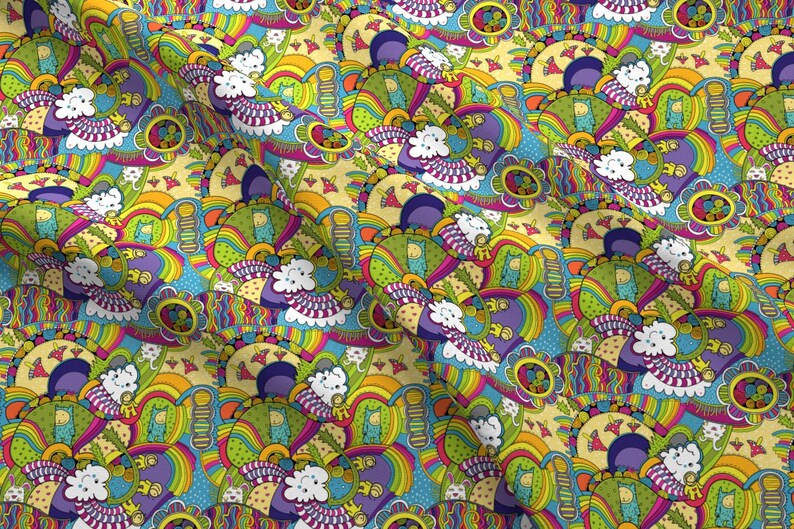Trippy Fabric Hallucinogenic World By Penguinhouse Trippy | Etsy