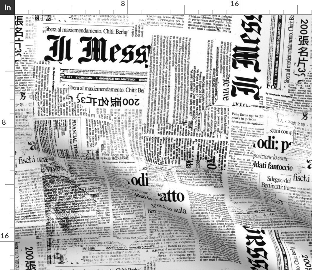 Black Fabric Grunge Newspaper by Andrea Haase Design Black - Etsy Canada