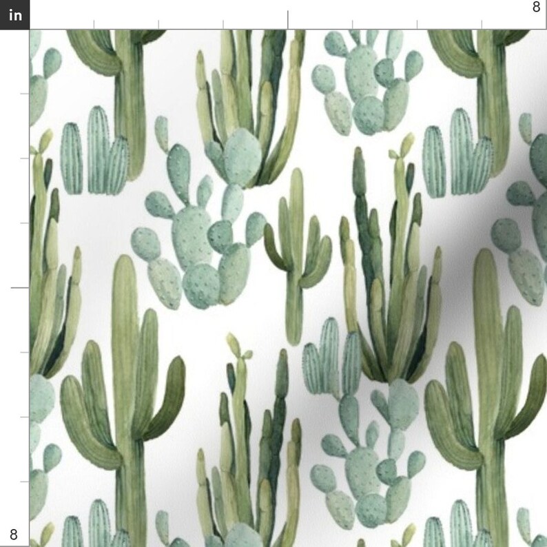Watercolor Cactus Fabric Desert Cactus By Bluebirdcoop | Etsy