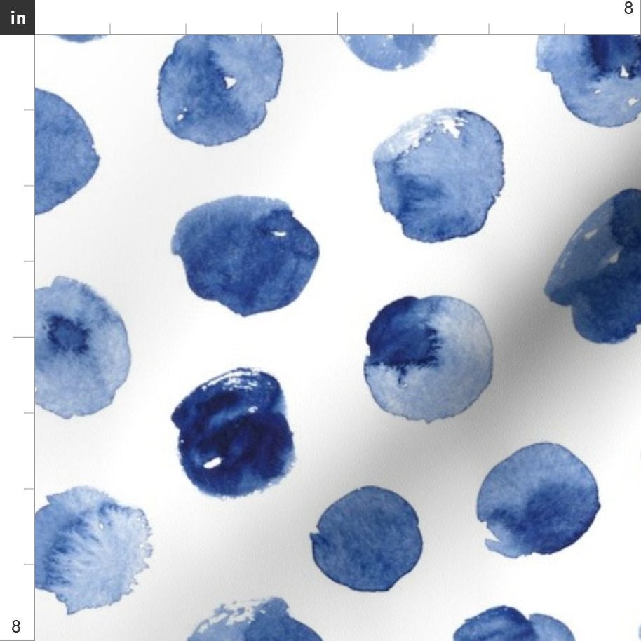 Indigo Ink Dots Fabric Indigo Love Polka Dot by Dinaramay - Etsy