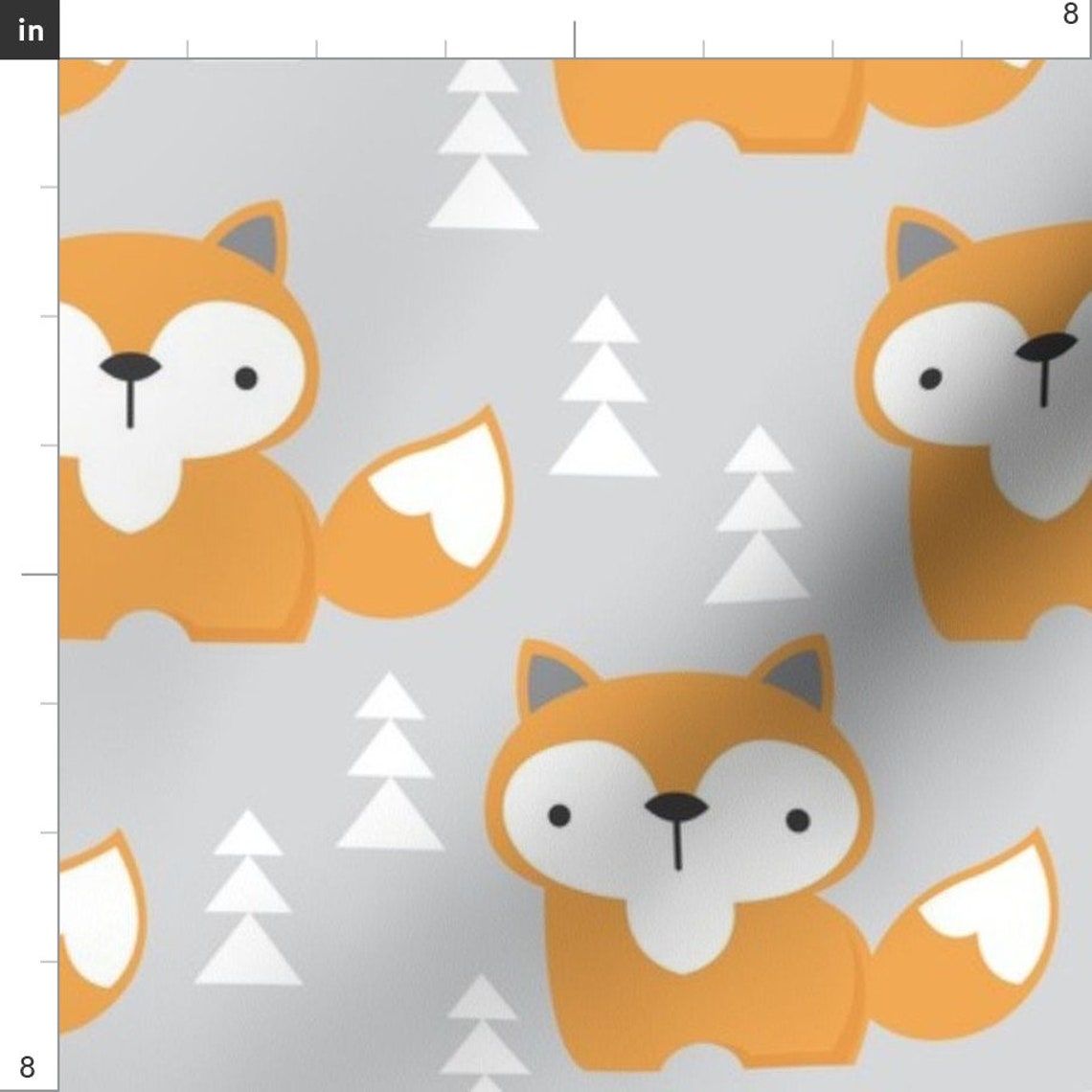 Baby Fox Fabric Fox Grey Orange by Lilcubby Baby Fox | Etsy