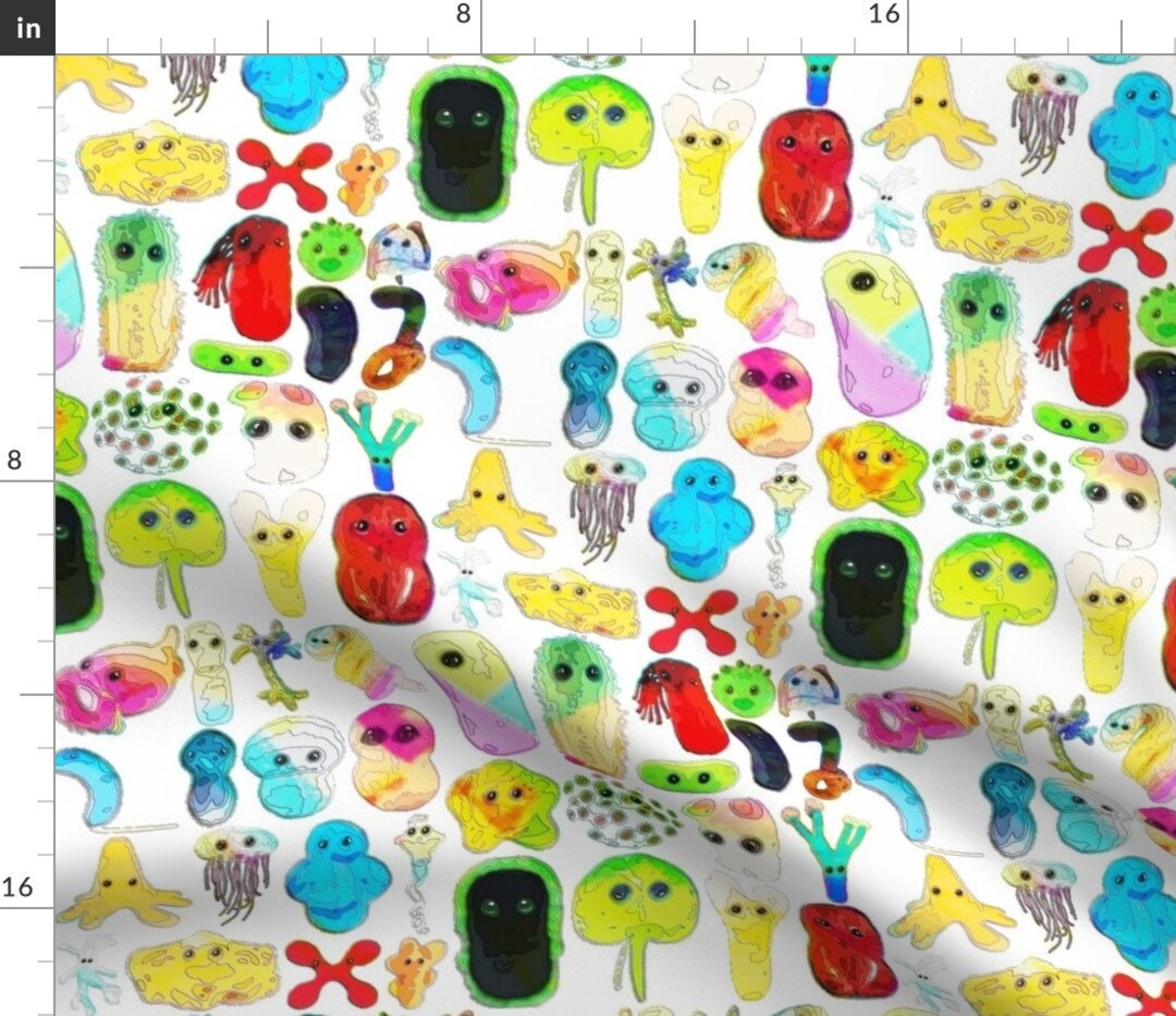 Bacteria Fabric Rainbow Microbes by Heckadoodledo School - Etsy