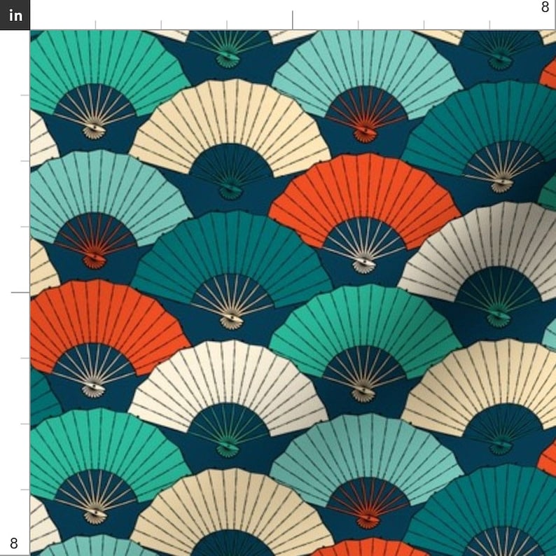 Japanese Fans Fabric Solid Color Fans by Pinkowlet | Etsy