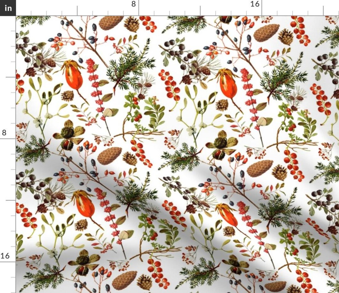 Vintage Florals Fabric Vintage Botanical Winter Tiny By Redbriarstudio ...