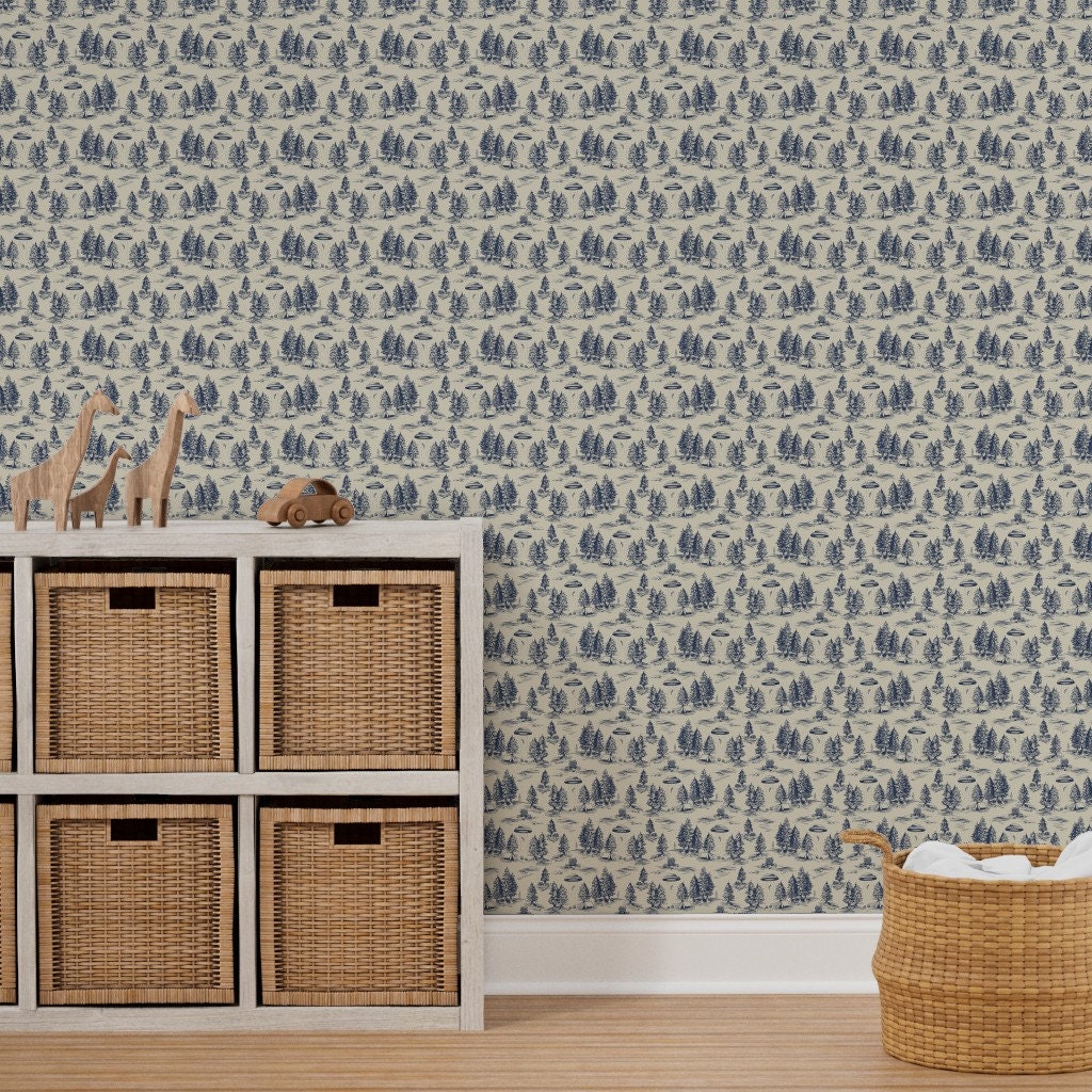 Alien Wallpaper Blue Alien Abduction Toile by Somecallmebeth - Etsy