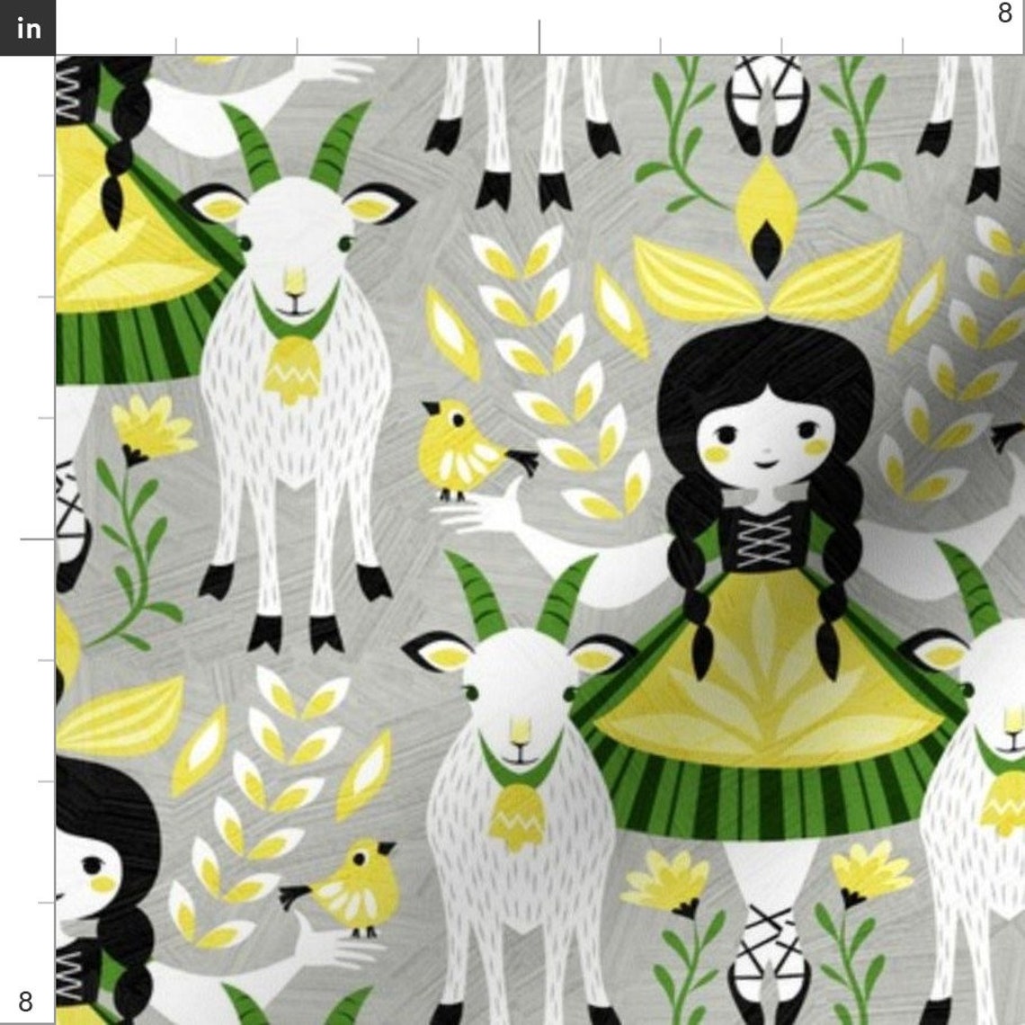Folk Art Goat Fabric by the Yard Goat by Gaiamarfurt Goat - Etsy