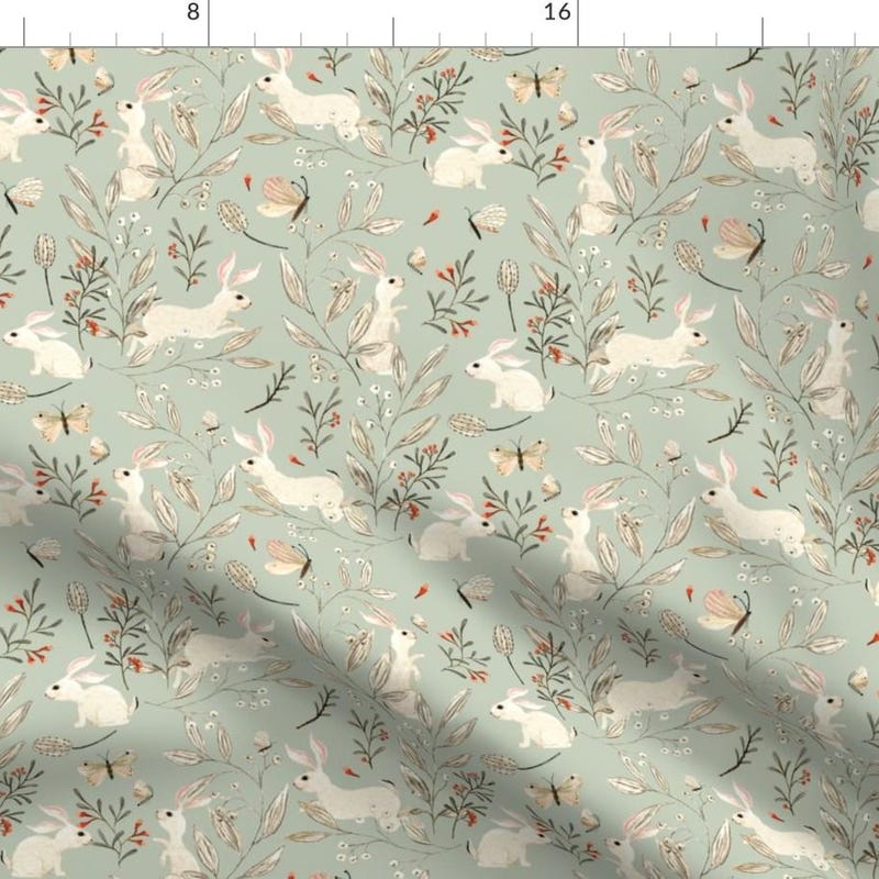 Rabbit Print Fabric - Etsy