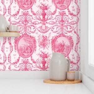 Rococo Pink Floral Removable Peel and Stick Wallpaper - Country Damask ...