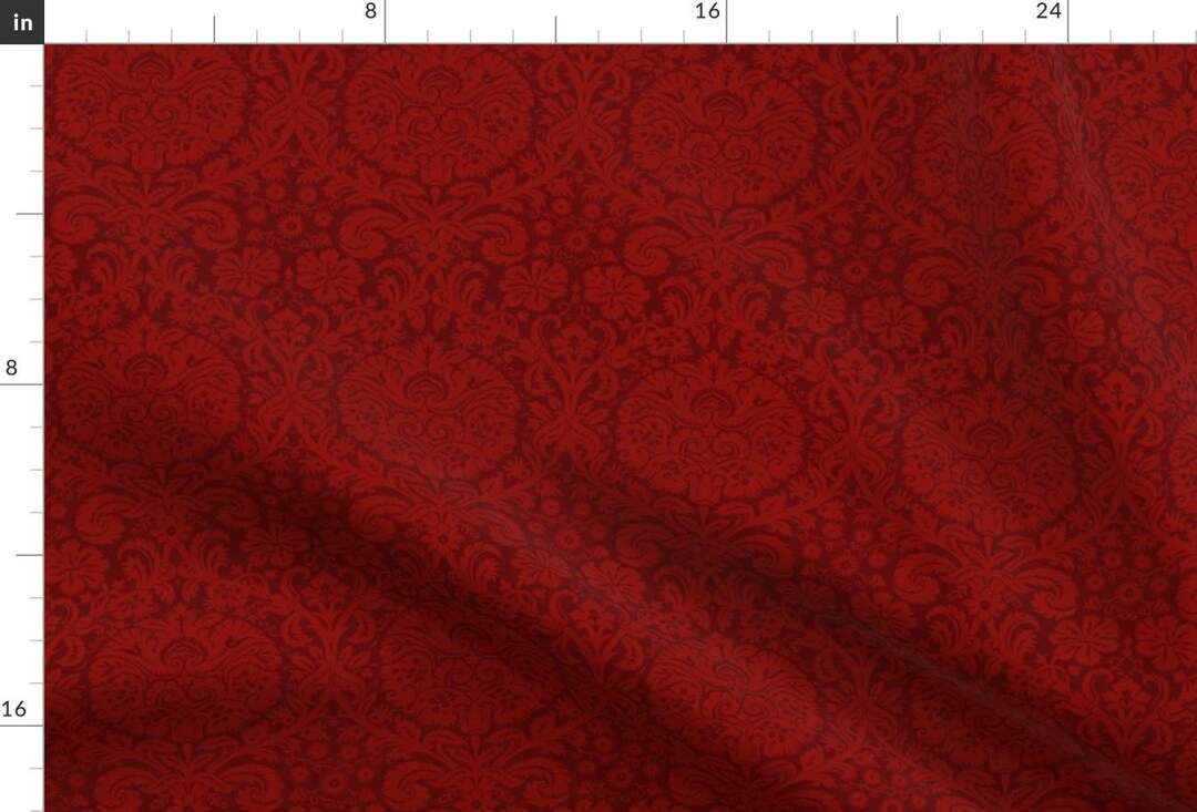Damask Fabric Rococo Serpentine 1f by Muhlenkott Victorian Era Red Foil ...