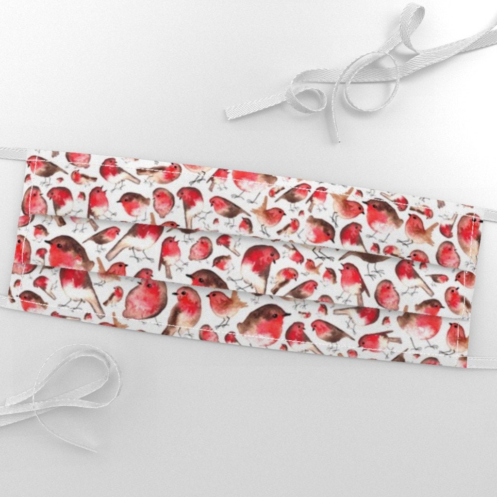 Watercolor Robin Fabric Robins by Elena O'neill | Etsy