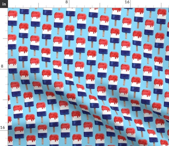 American Ice Pop Fabric Red White and Blue Ice Pop Stars and - Etsy