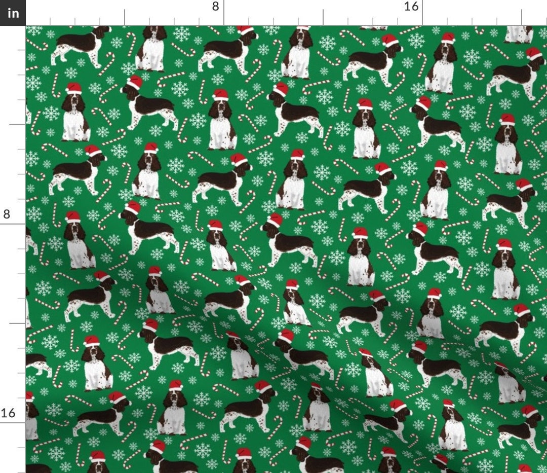 Christmas Dog Fabric English Springer Spaniel Santa Christmas Dogs by ...