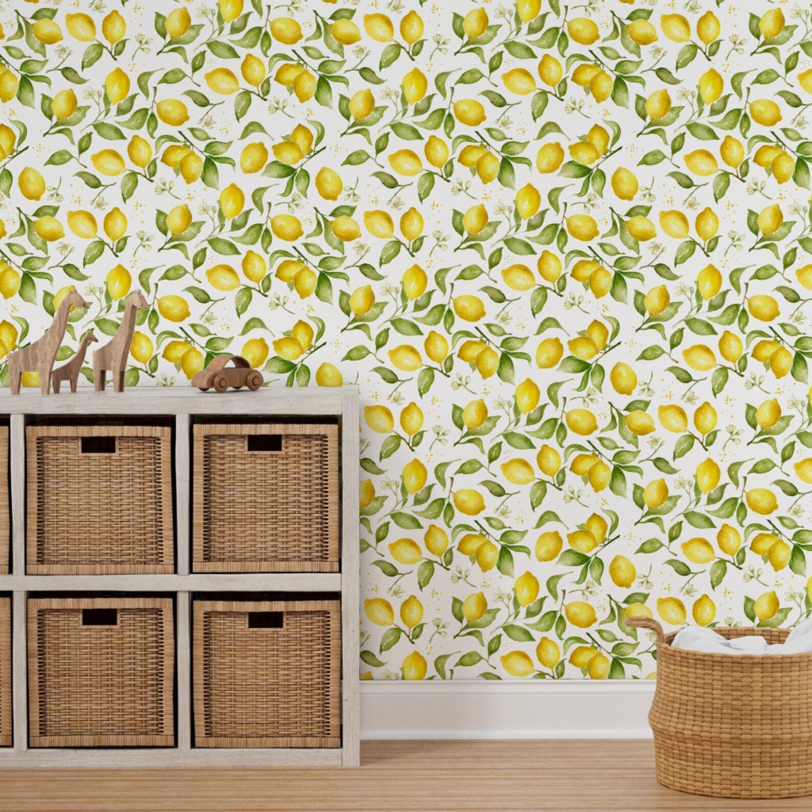 Lemon Wallpaper Lemon Blossoms by Laurapol Watercolor - Etsy