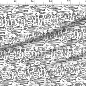 Fish Fabric Funky Fish black White by Pattyryboltdesigns Fish Black and ...