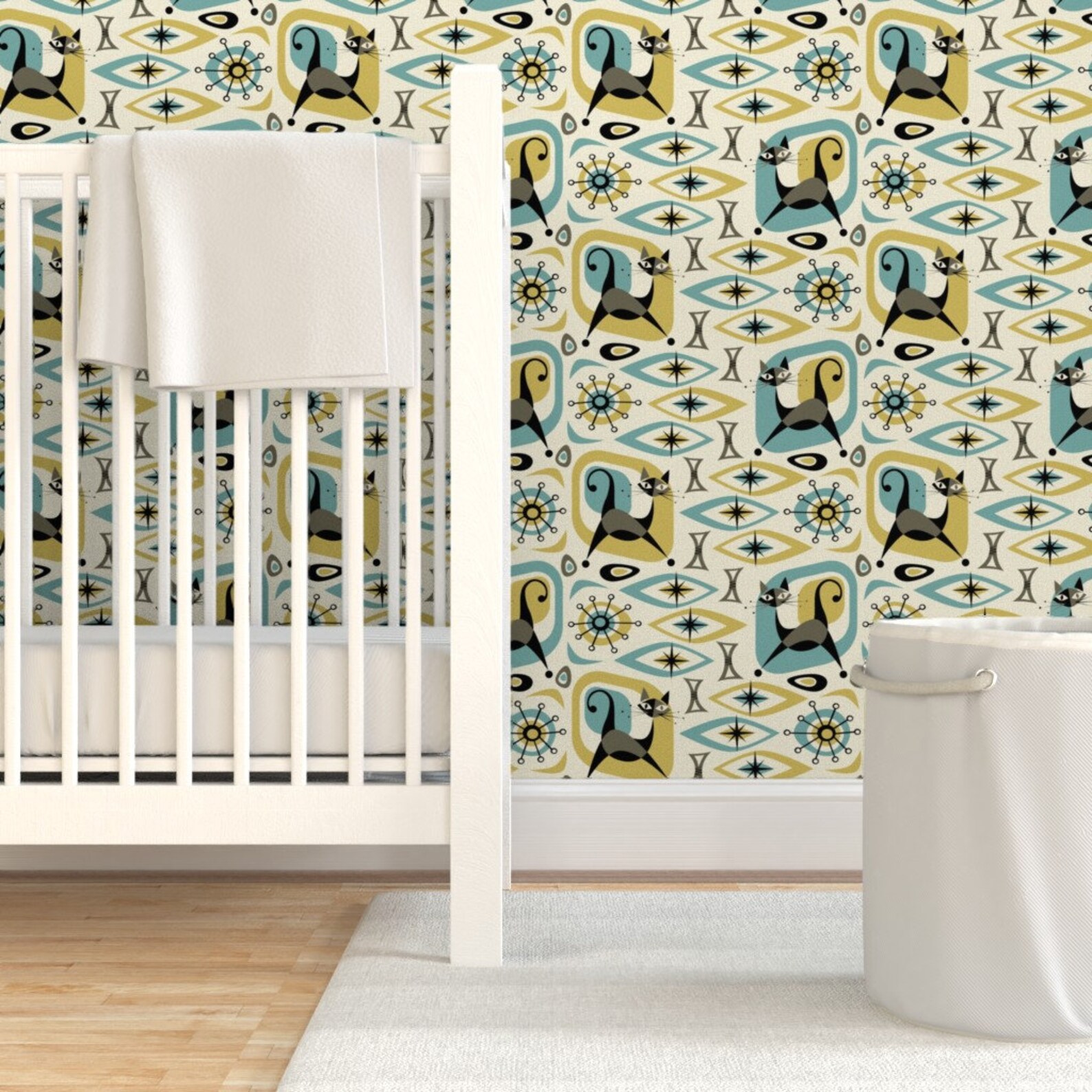 MCM Wallpaper Mid Century Cat Abstract by Studioxtine - Etsy