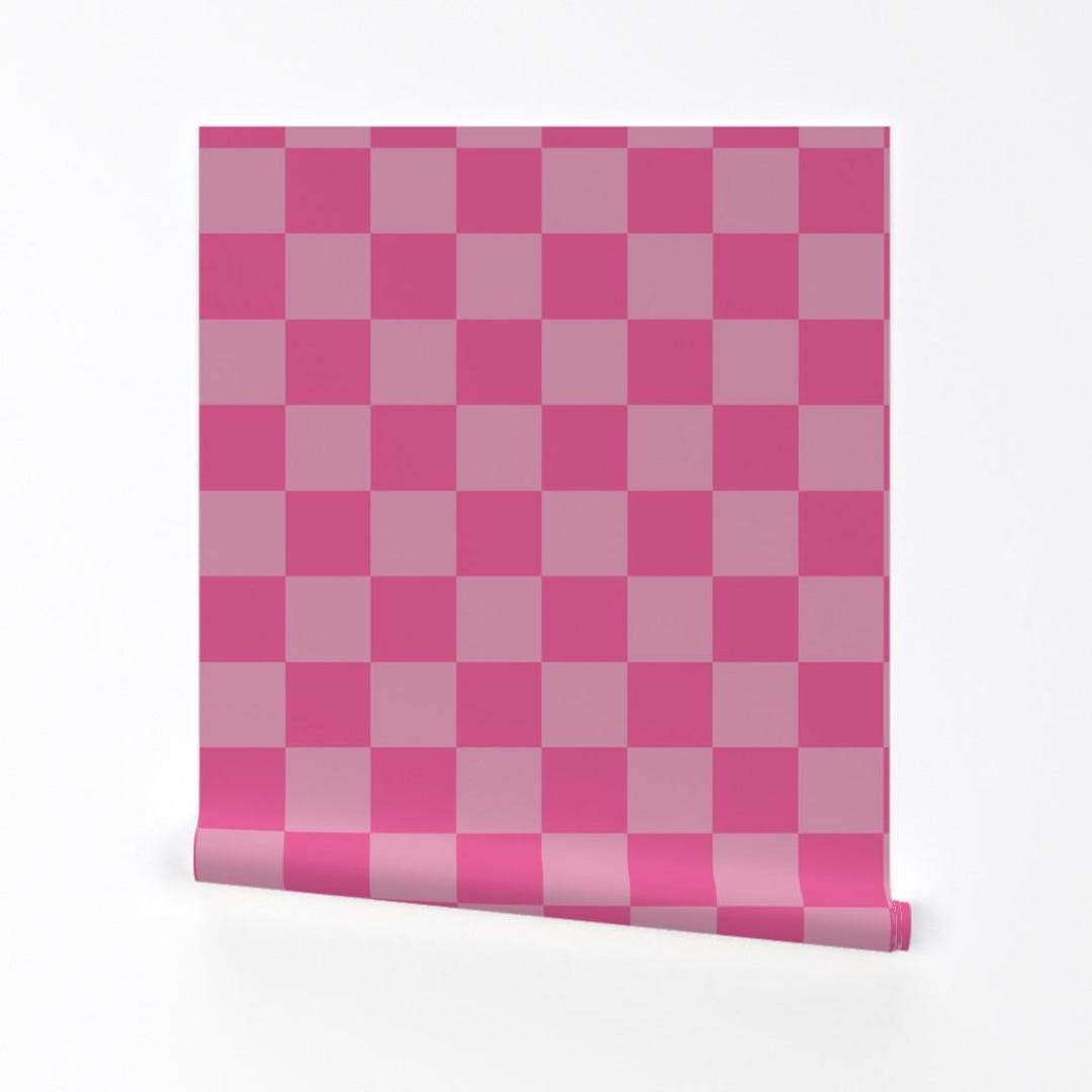 Hot Pink Checks Removable Peel and Stick Wallpaper - Large Scale - Wall ...