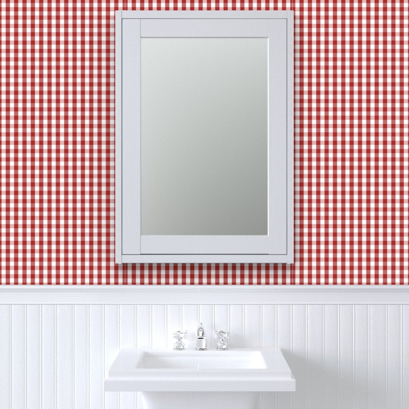Gingham Wallpaper Aurora Red Gingham Check by Paper and - Etsy