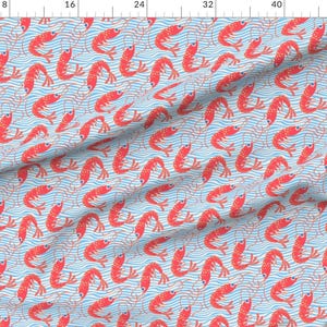 Red Shrimp Apparel Fabric - Summer Shrimp by Unblinkstudio-by ...