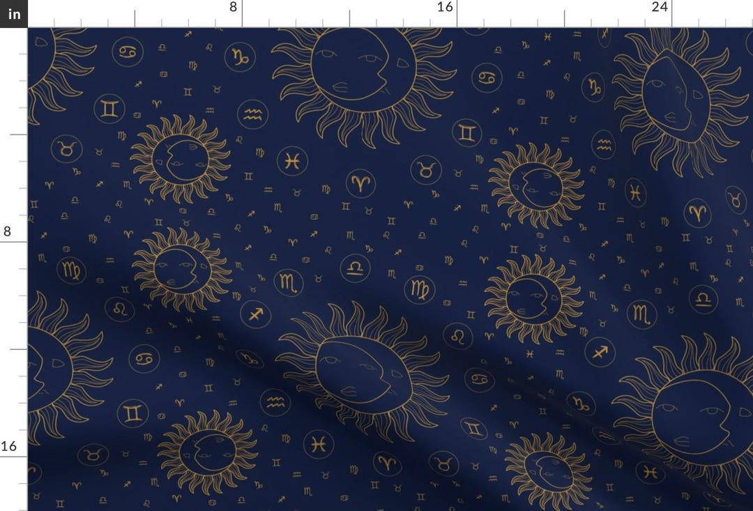 Celestial Fabric - Celestial Zodiac Symbols by Elliottdesignfactory ...