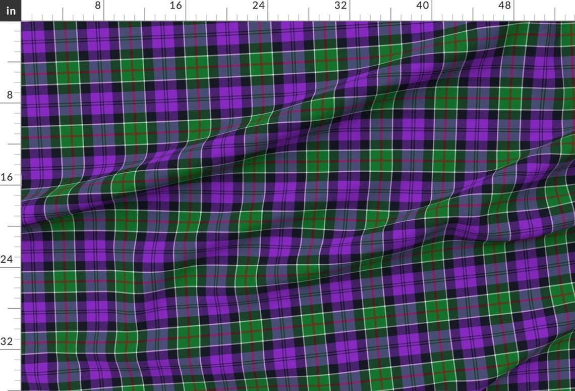 Colquhoun Fabric - Colquhoun Tartan Variant, 6" Modern Green/purple by ...