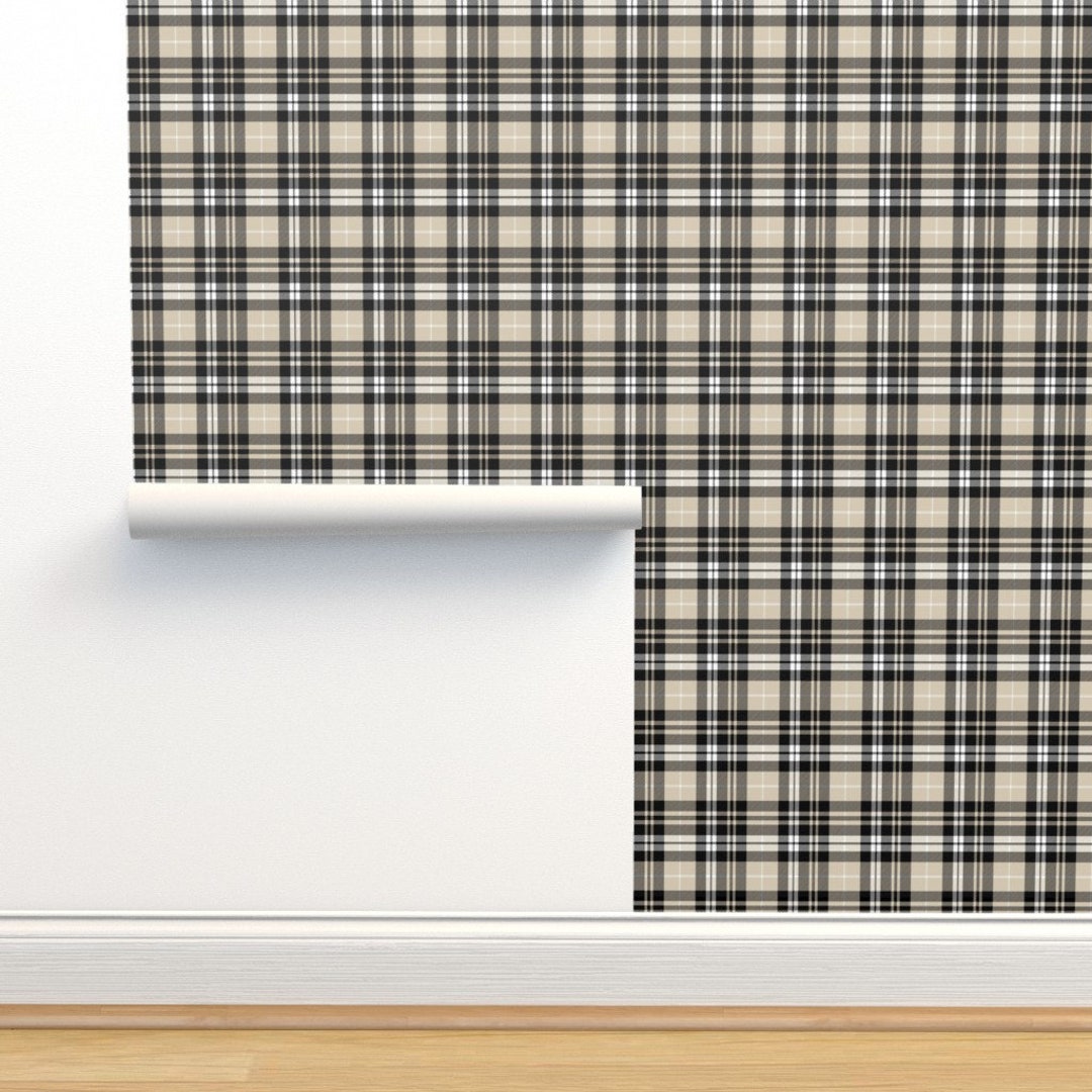 Plaid Wallpaper Fall Plaid by Littlearrowdesign Black - Etsy