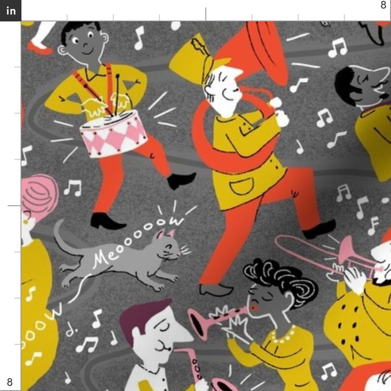 Mod Marching Band Fabric Mid Century Band Color 5 Large by - Etsy