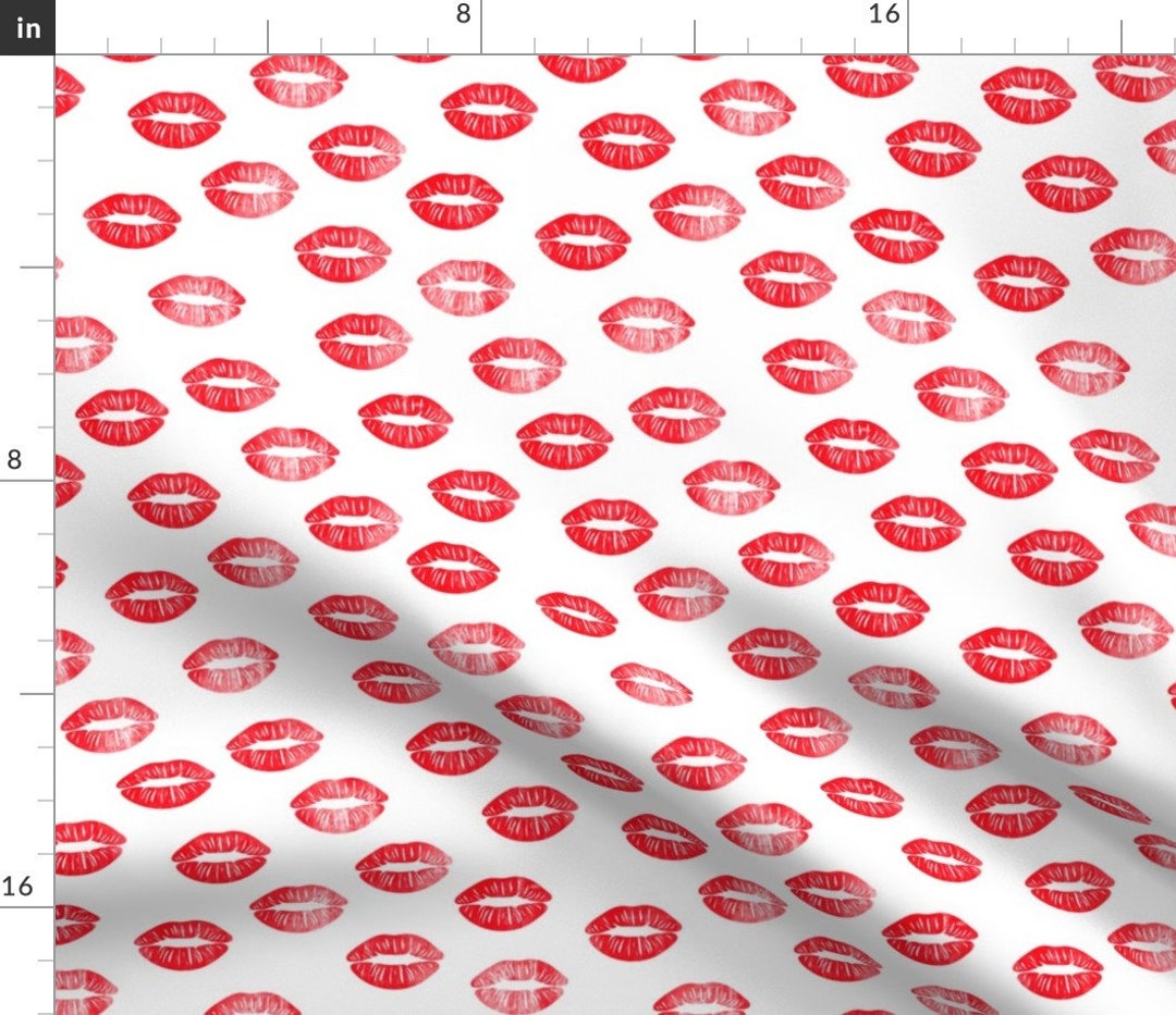 Kiss Fabric Smooches Kisses Red by Littlearrowdesign - Etsy