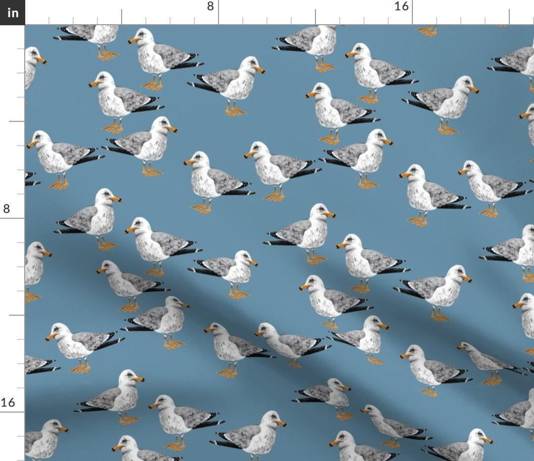 Seagull Fabric Seagulls by Taraput Seagull Beach Birds Blue White ...